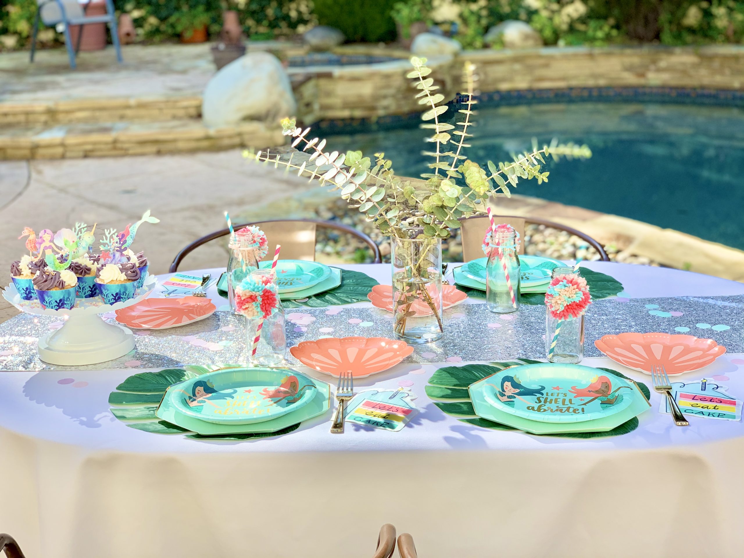 Mermaid Birthday Table with Kate's Safe & Sweet Cupcakes - Pop of Gold