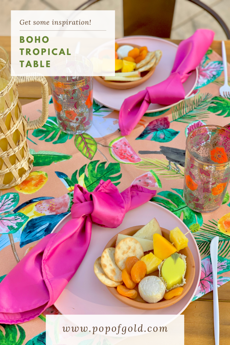 Tropical Boho Table and Decor - Pop of Gold