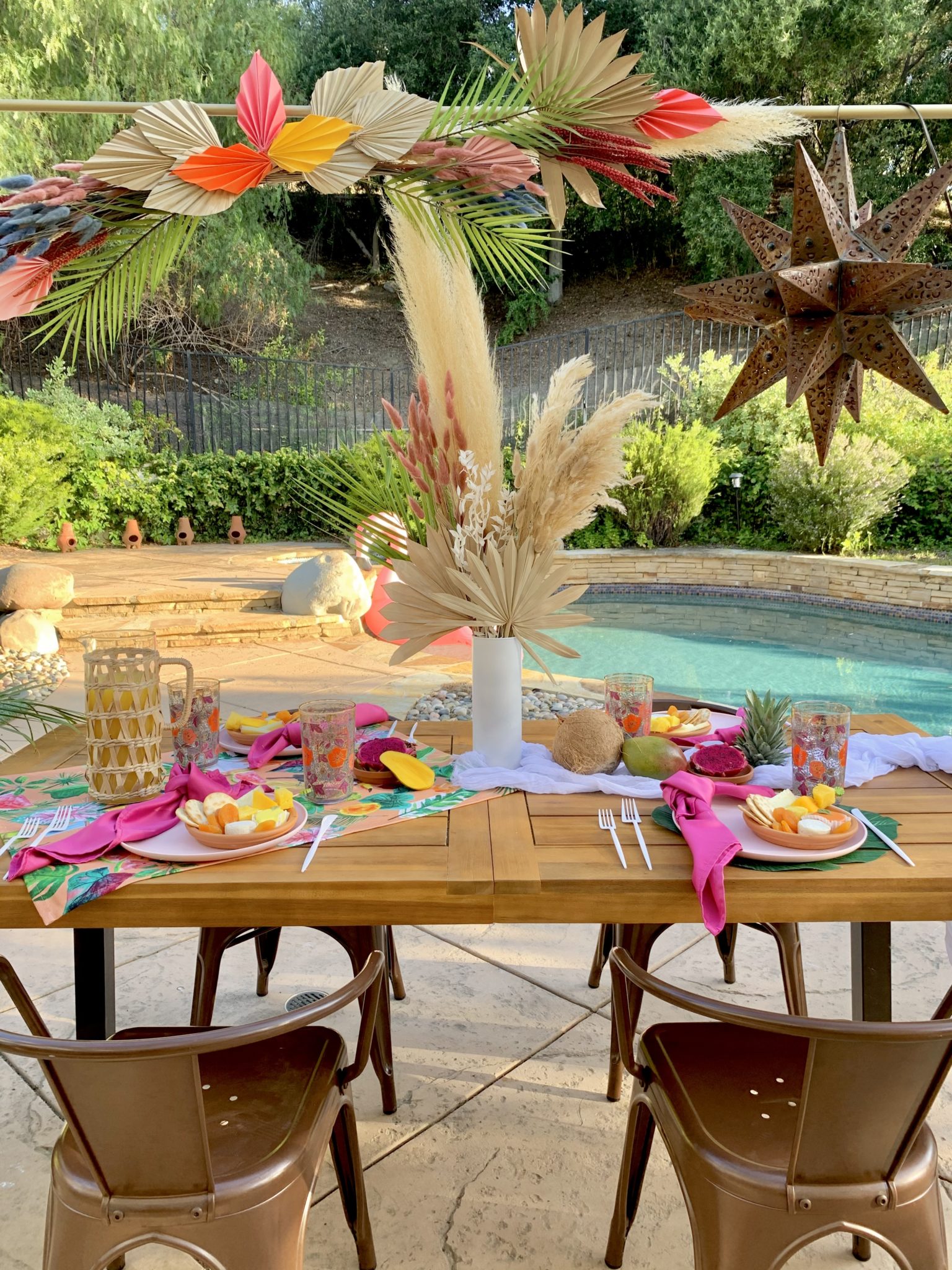 Tropical Boho Table and Decor - Pop of Gold