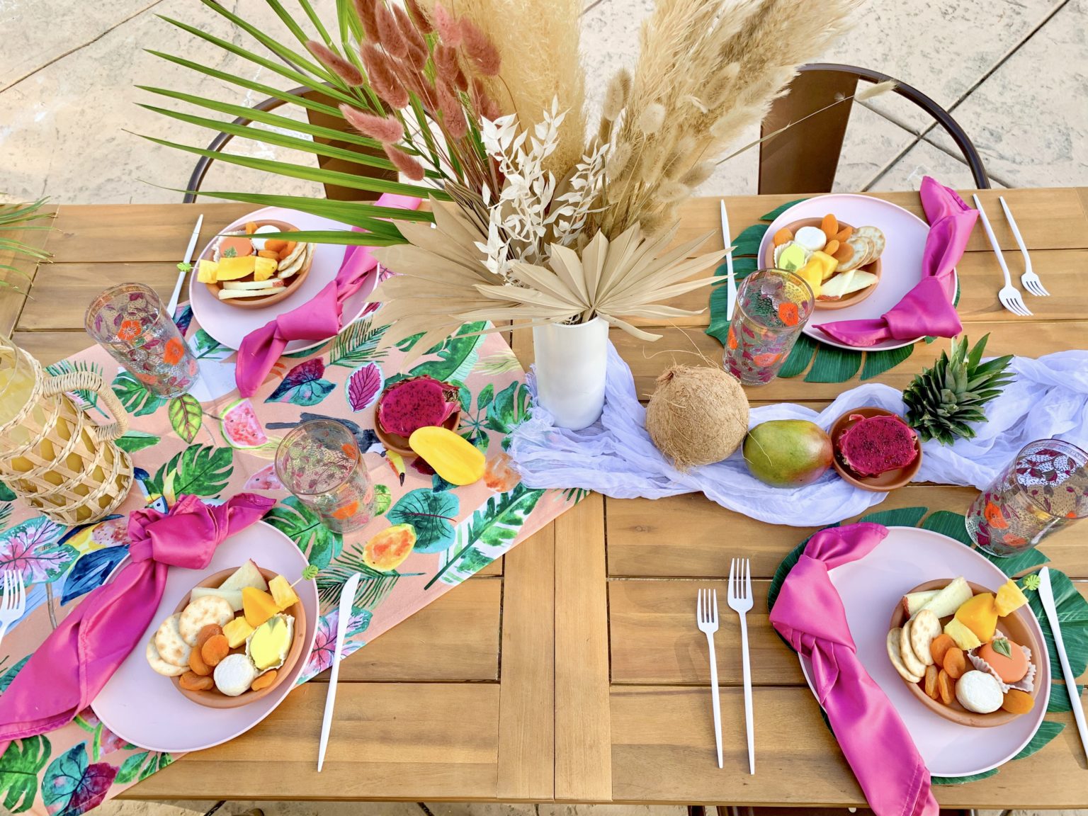 Tropical Boho Table and Decor - Pop of Gold